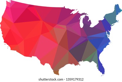 Multicolor Gradient Usa Map Low Poly Stock Vector (Royalty Free ...