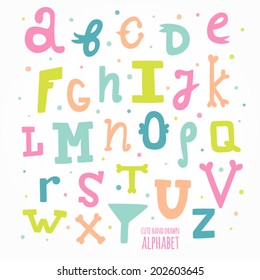 Multicolor Hand Drawn Alphabet Cute Hand Stock Vector (Royalty Free ...