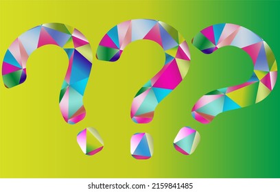 Multicolor Question Marks On Green Background Stock Vector (Royalty ...