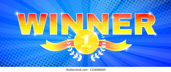 Multicolored Bright Banner Winner Theme Including Stock Vector (Royalty ...