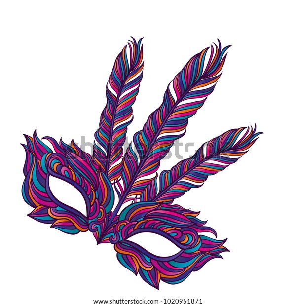Multicolored Carnival Mask Feathers Patterns Vector Stock Vector ...