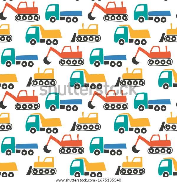 Multicolored Cartoon Construction Equipment Isolated On Stock Vector ...