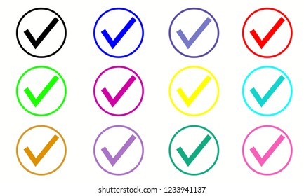 Multicolored Confirm Icons Set Vector Illustration Stock Vector ...