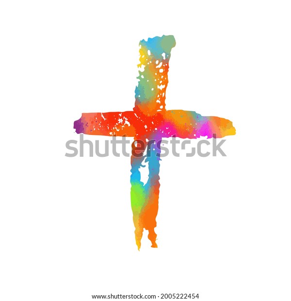 Multicolored Cross Cross Made Rainbow Blots Stock Vector (Royalty Free ...