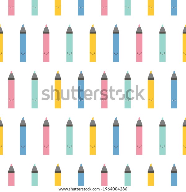 Multicolored Cute Cartoon Markers Highlighters Sample Stock Vector ...