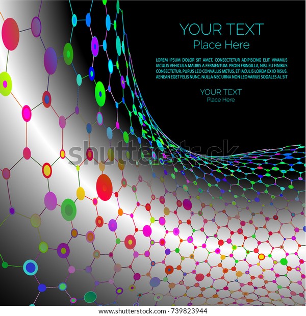 Multicolored Hexagon Space Grid Distortiongreen Abstract Stock Vector ...