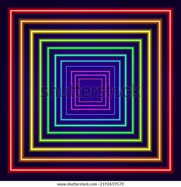 Multicolored Neon Square Geometric Figure Made Stock Vector (Royalty ...