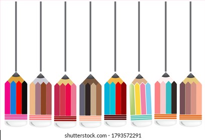Multicolored Pencil Cartoon Image On White: เวกเตอร์สต็อก (ปลอดค่า ...