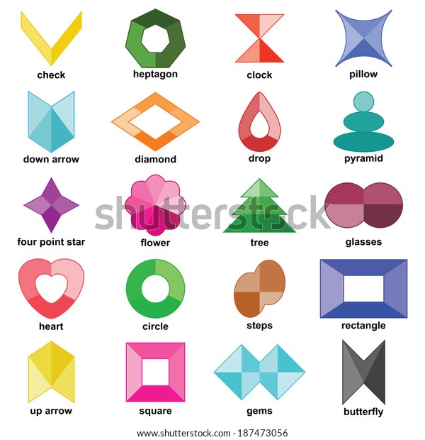 Multicolored Shapes Set On White Background Stock Vector (Royalty Free ...