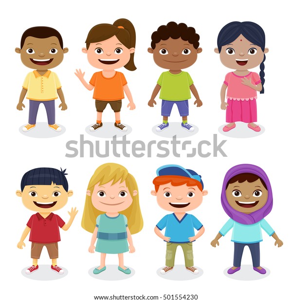 Multicultural children isolated on white background. World Children's ...