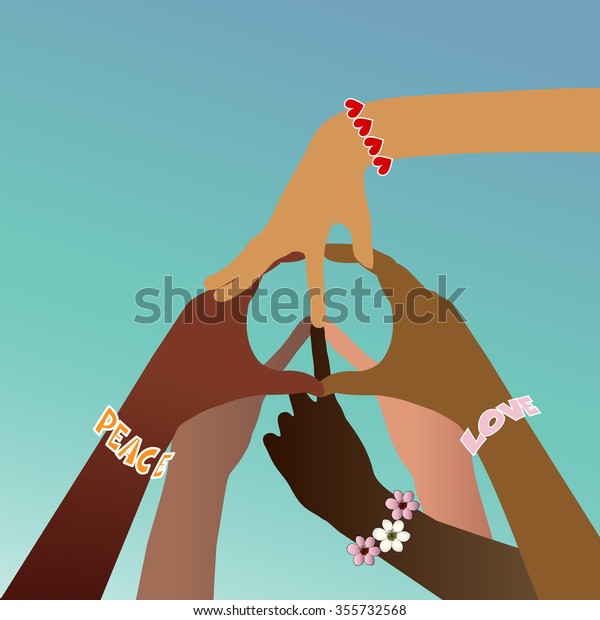 Multicultural Hands Forming Peace Sign Stock Vector (Royalty Free ...