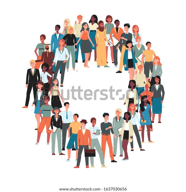 Multicultural Multiethnic Crowd People Cartoon Characters: vector de ...
