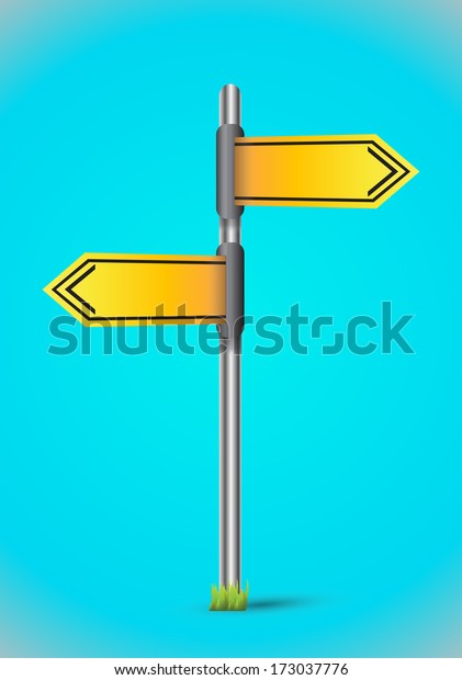Multi-directional way signpost with blank spaces for text. Isolate on ...
