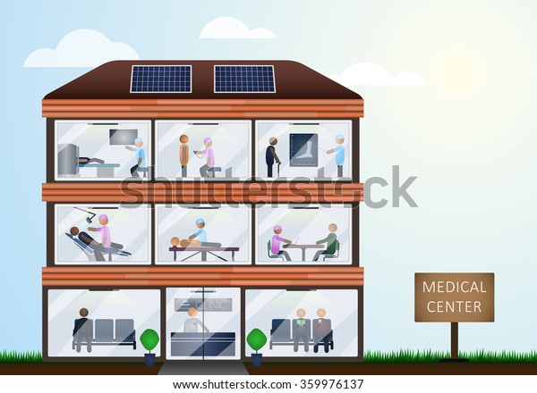 Multidisciplinary Clinic Form Modern Building On Stock Vector (Royalty ...