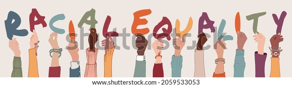 Multiethnic Multicultural People Holding Letters Forming Stock Vector ...