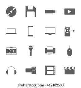 Multimedia Icon Set Isolated On White: เวกเตอร์สต็อก (ปลอดค่าลิขสิทธิ์ ...