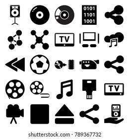 Multimedia Icons Set 25 Editable Filled Stock Vector (Royalty Free ...