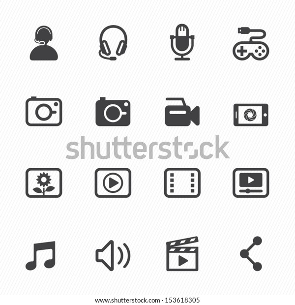 Multimedia Icons White Background Stock Vector (Royalty Free) 153618305