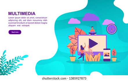 Multimedia Illustration Concept Character Template Banner Stock Vector ...