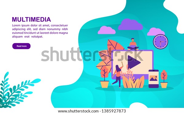 Multimedia Illustration Concept Character Template Banner Stock Vector ...