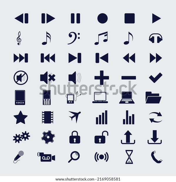 colección de iconos de reproductor de: vector de stock (libre de ...