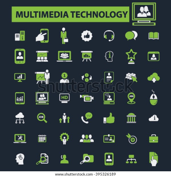 Multimedia Technology Icons Stock Vector (Royalty Free) 395326189 ...