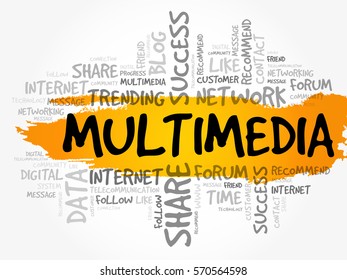 Multimedia Word Cloud Technology Business Concept Stock Vector (Royalty ...