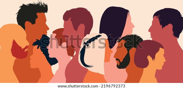 Multiple Exposure People Different Ages Ethnicities Stock Vector ...