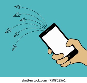 Multiple Message Sending Concept Illustration Hand Stock Vector ...