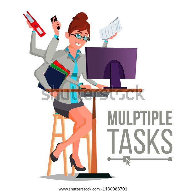 Multiple Tasks Business Woman Vector Many stockvector (rechtenvrij ...