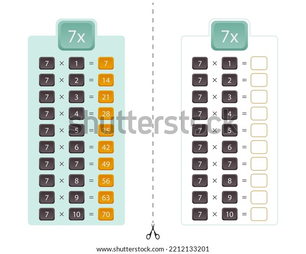 Multiplication Table Number 7 Two Versions Stock Vector (Royalty Free ...