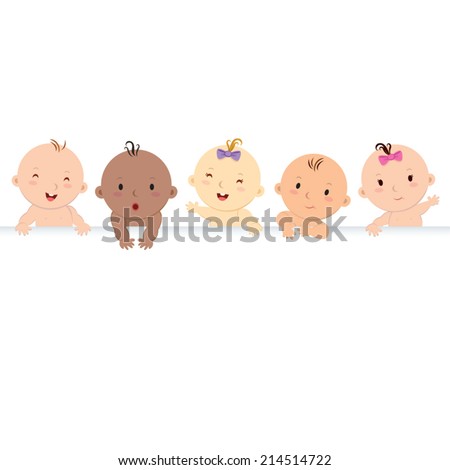 Multiracial Babies Banner Vector Illustration Group Stock Vector ...