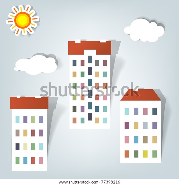 Multistorey Building Icon Set Clipart Image 스톡 벡터(로열티 프리) 77398216