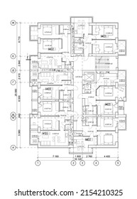 Multistory Building Detailed Architectural Technical Drawing Stock ...