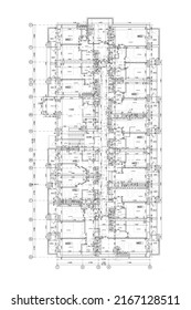 Multistory Building Detailed Architectural Technical Drawing Stock ...