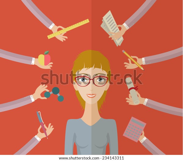 Multitasking Character Student Concept Education Flat Stock Vector ...