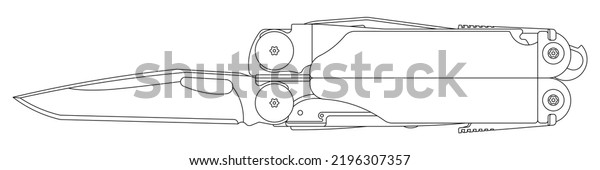 Multitool Multitool Knife Isolated Outline Vector Stock Vector (Royalty ...