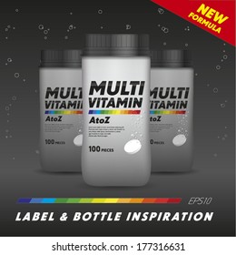 Multivitamin Label Bottle Inspiration Stock Vector (Royalty Free) 177316631
