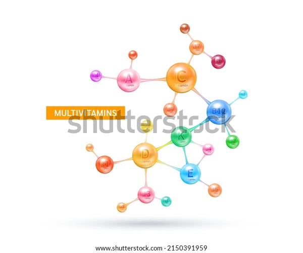 Multivitamins Capsules Complex Minerals Molecular Form Stock Vector ...