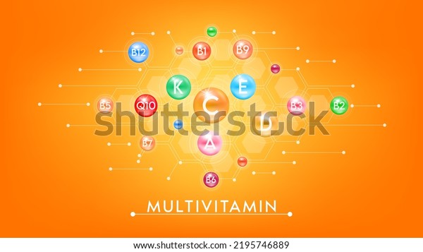 Multivitamins Capsules Isolated On Orange Background Stock Vector ...