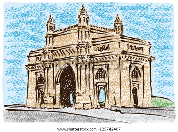 Mumbai Gateway India Stock Vector (Royalty Free) 125742407 | Shutterstock