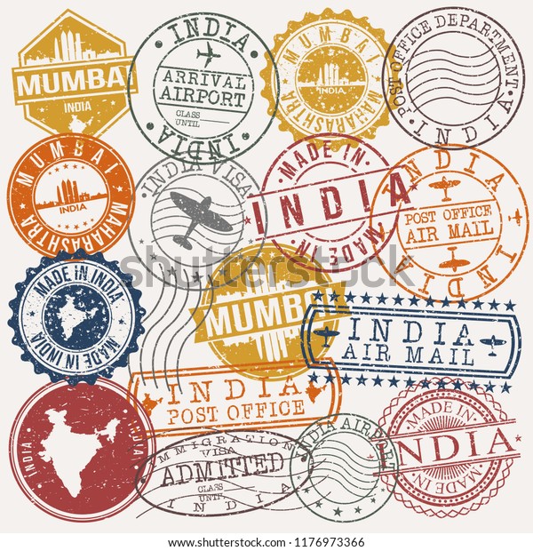 Mumbai India Stamp Vector Art Postal: wektor stockowy (bez tantiem ...