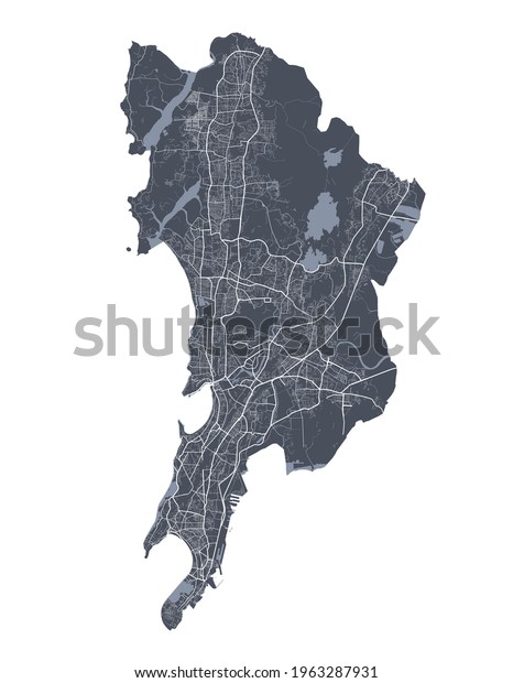 Mumbai Map Detailed Vector Map Mumbai Stock Vector (Royalty Free ...