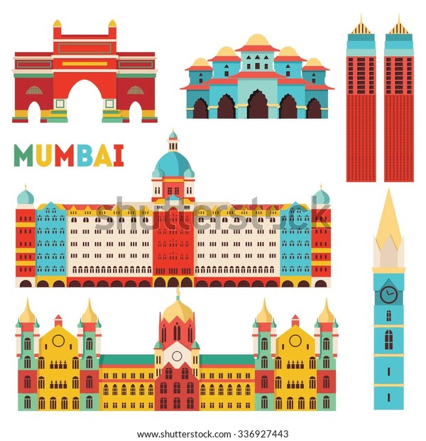 Mumbai Monuments Silhouette Vector Illustration Stock Vector (Royalty ...