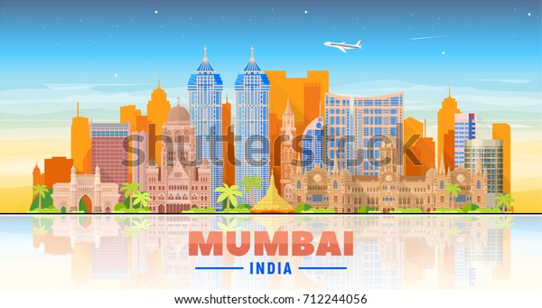 Mumbai Skyline On Sky Background Flat Stock Vector (Royalty Free) 712244056