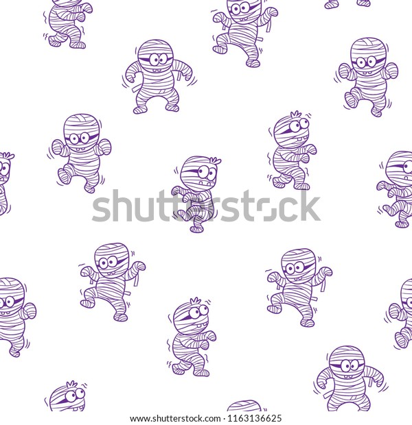 Mummy Pattern Vector Cartoon Style Stock Vector (Royalty Free ...