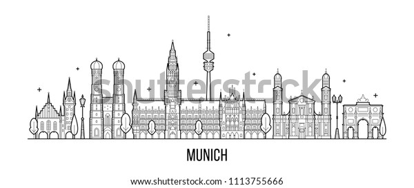 Munich Skyline Germany This Illustration Represents Stock Vector ...