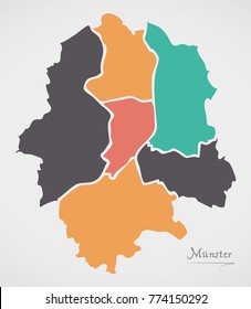 Munster Map Boroughs Modern Round Shapes Stock Vector (Royalty Free ...