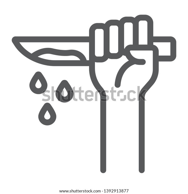 Murder Line Icon Crime Attack Hand Stock Vector (Royalty Free ...