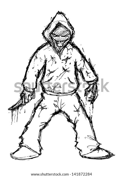 Murderer Cartoon Isolated On White Background: vetor stock (livre de ...